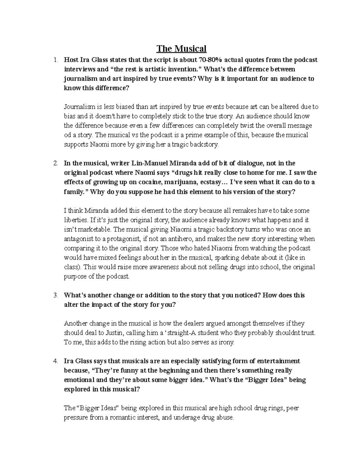 21 Chump Street Questions - The Musical Host Ira Glass states that the ...