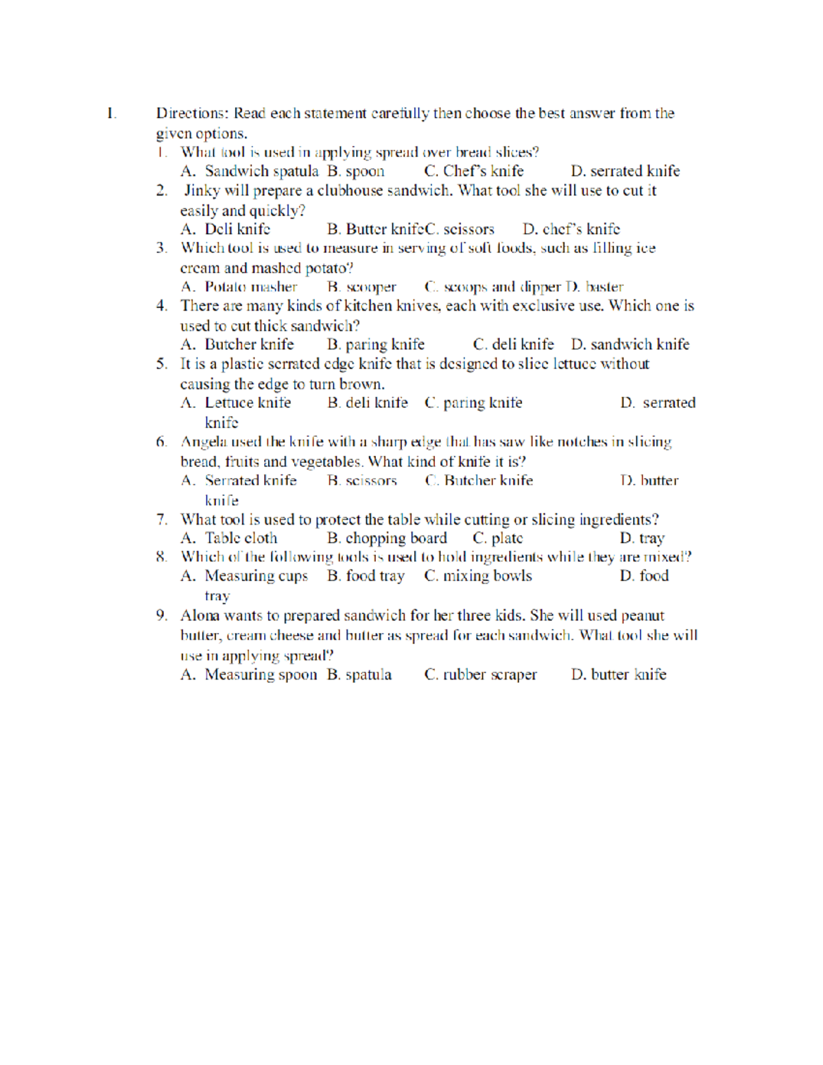 Cookery 9- QA-picture - exam - Abm-shs-applied Econ - Studocu