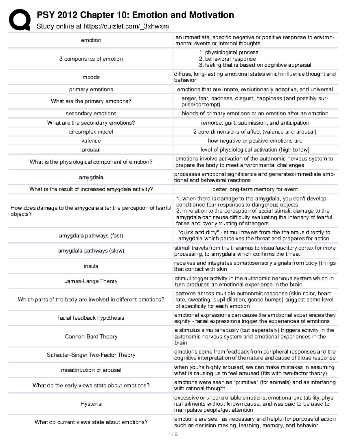 867dd8bf 6164 491f a6c5 64494 b4036f8 - PSY 2012 Chapter 10: Emotion and Motivation Study online ...