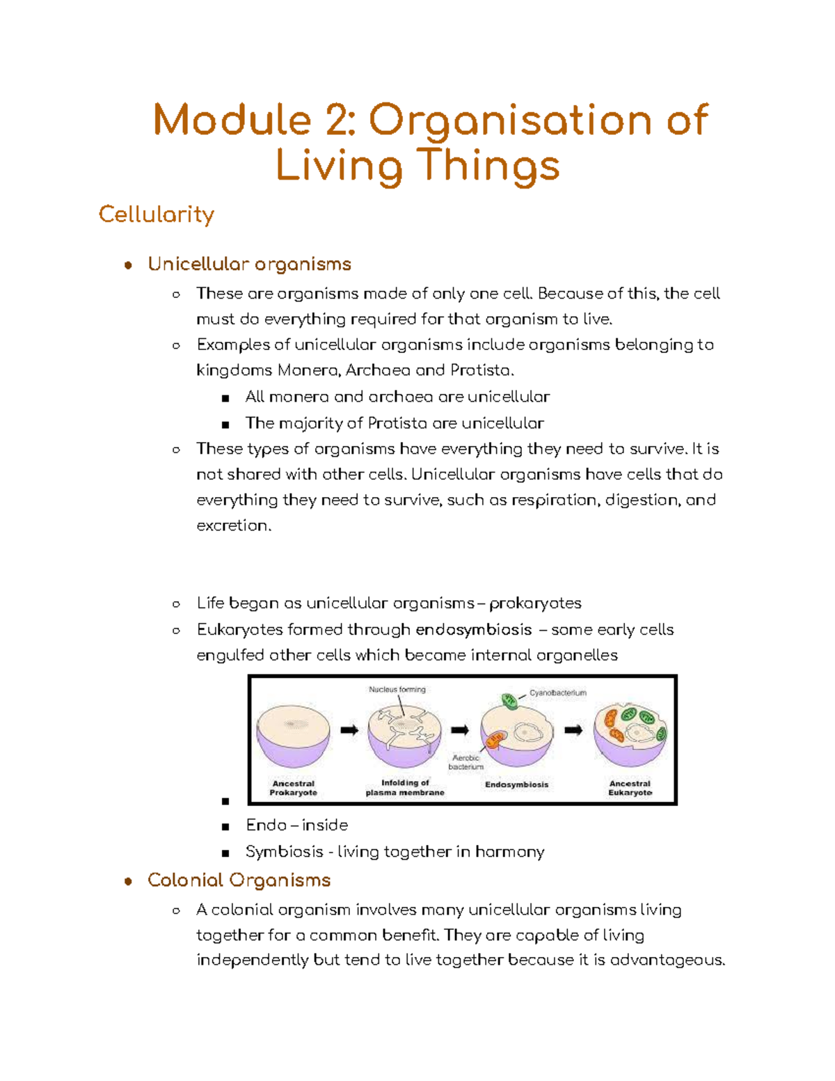 Module 2 Organisation of Living Things - Module 2: Organisation of ...