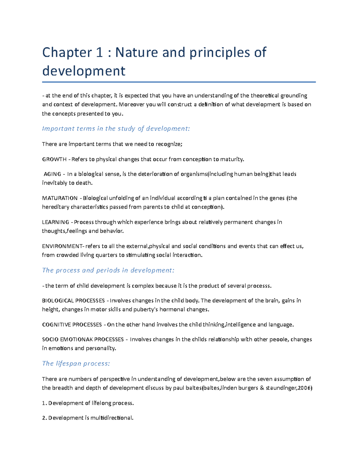 Chapter 1 - Student - Chapter 1 : Nature and principles of development ...