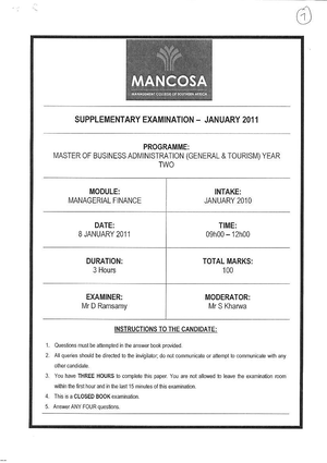 Business Mathematics - Module Guide Copyright© 2021 MANCOSA All rights ...