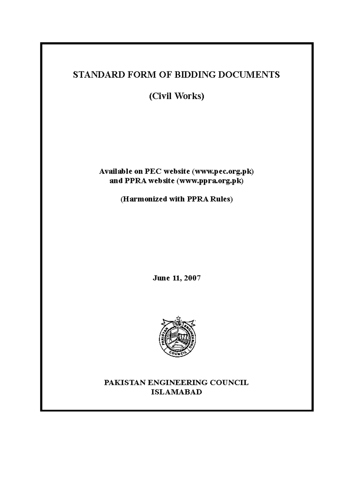 (1) Std Form of Bidding Docs (Civil Work) - STANDARD FORM OF BIDDING ...