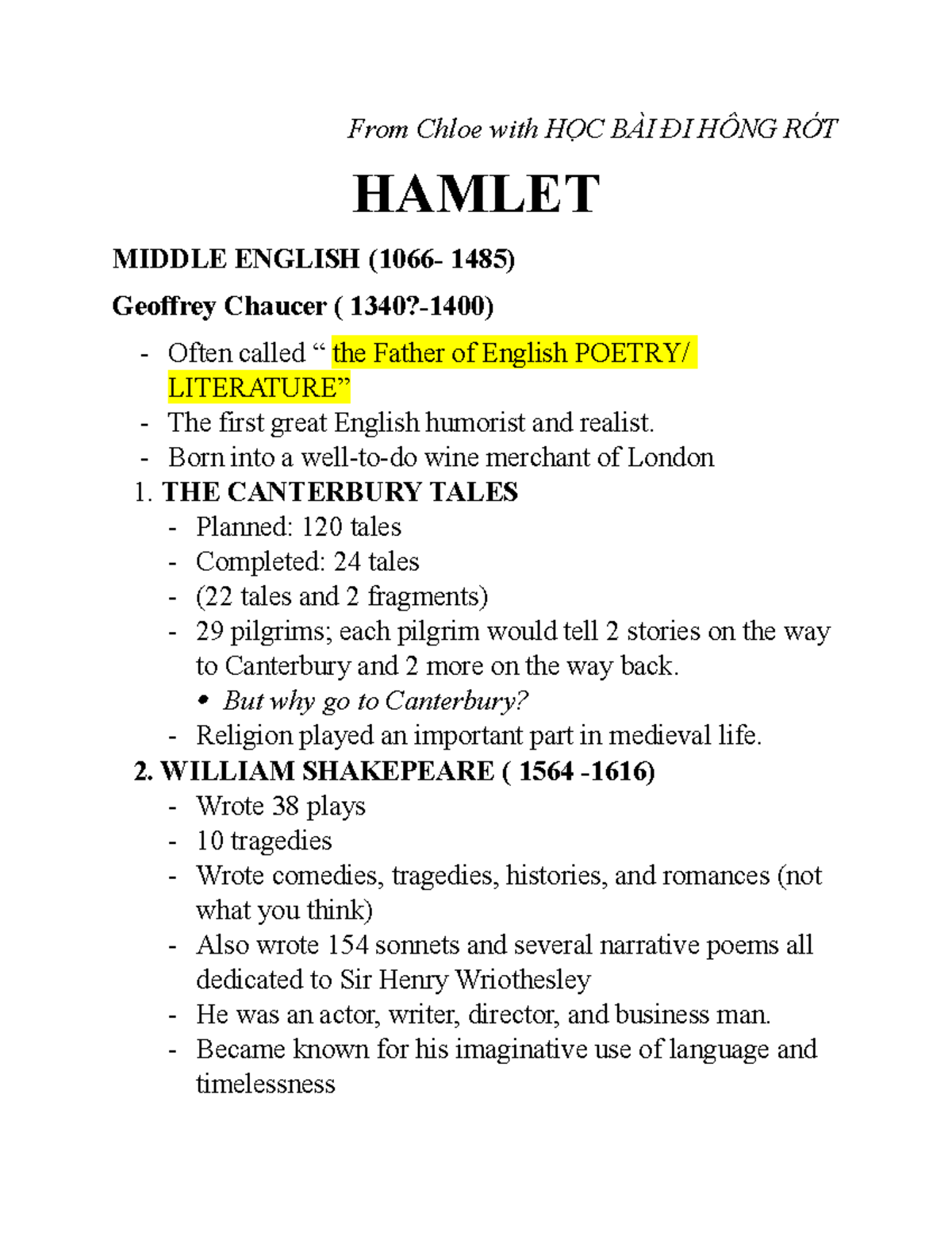 Summary - Hamlet - From Chloe with HỌC BÀI ĐI HÔNG RỚT HAMLET MIDDLE ...