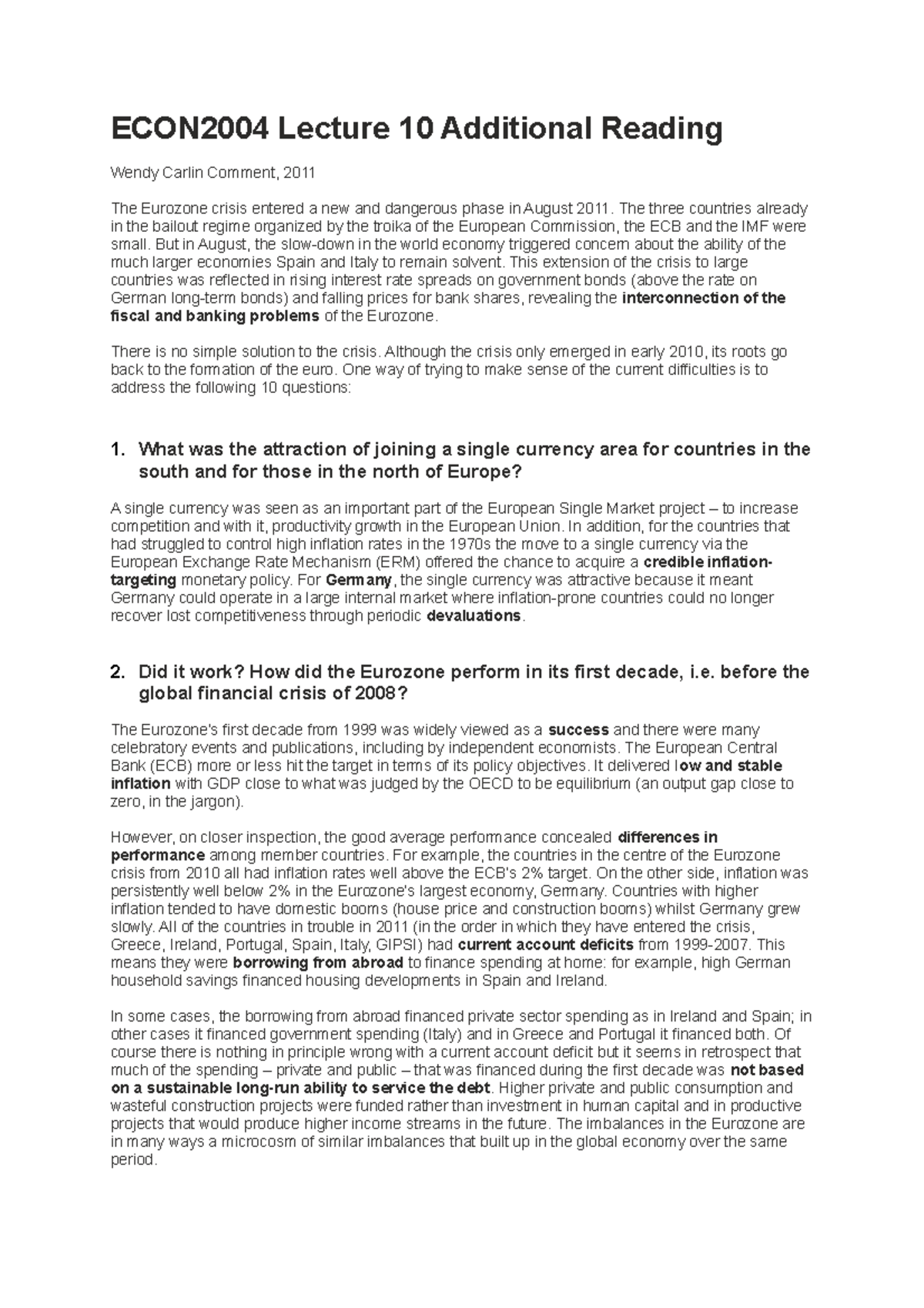 ECON2004 Term 2 Lecture 10 Additional Reading - ECON2004 Lecture 10 Additional Reading Wendy ...