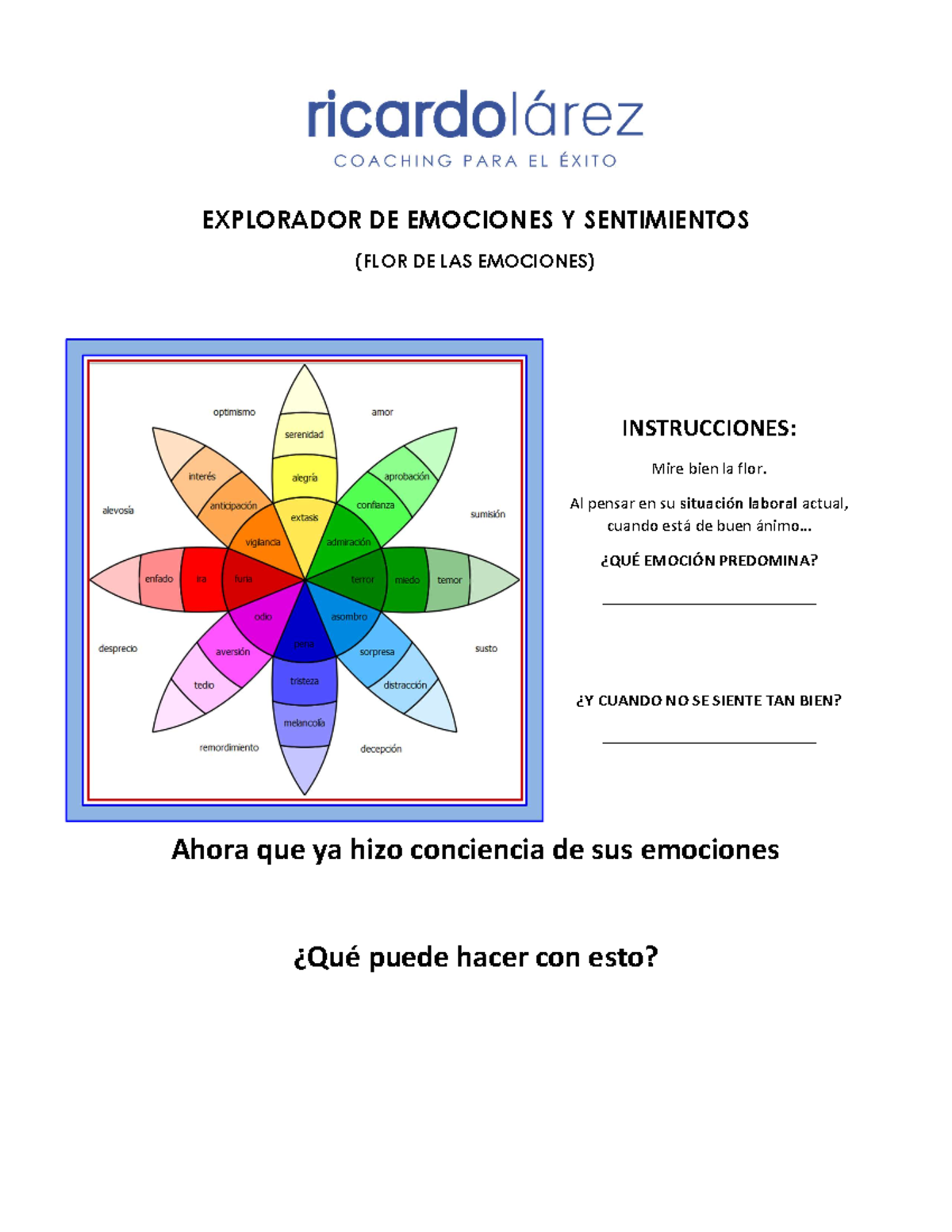 Flor de las Emociones con instrucciones 2 - EXPLORADOR DE EMOCIONES Y ...