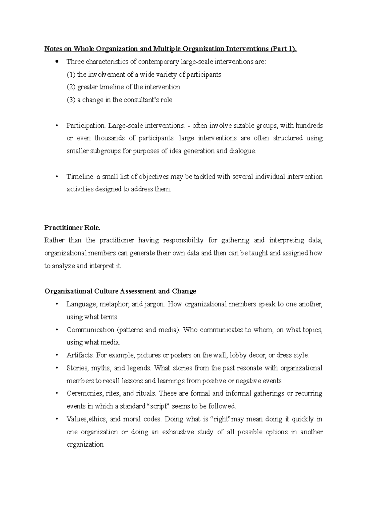 Notes on Whole Organization and Multiple Organization Interventions ...