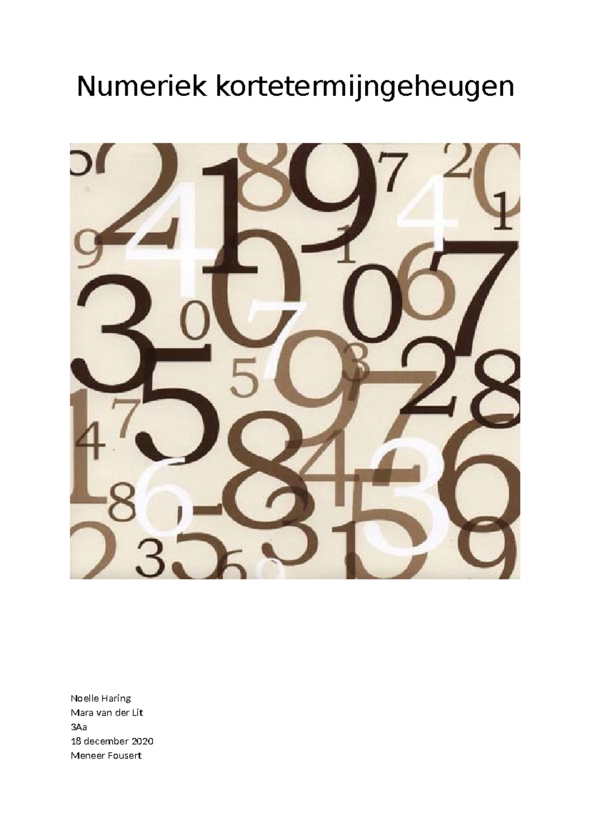 Biologische klok verslag af - Numeriek kortetermijngeheugen Noelle ...