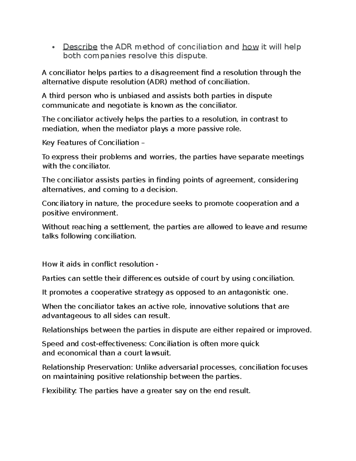 Disputes in International Trade - Describe the ADR method of ...