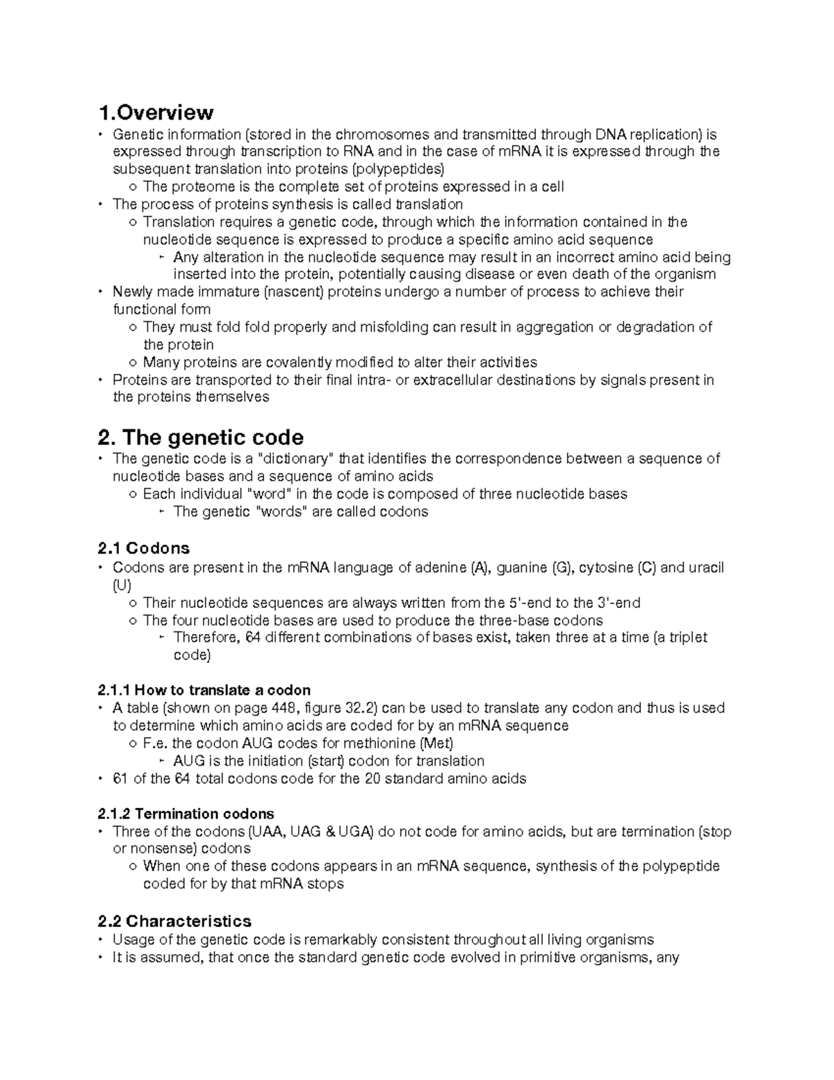 Protein synthesis - book - 1 Genetic information (stored in the ...