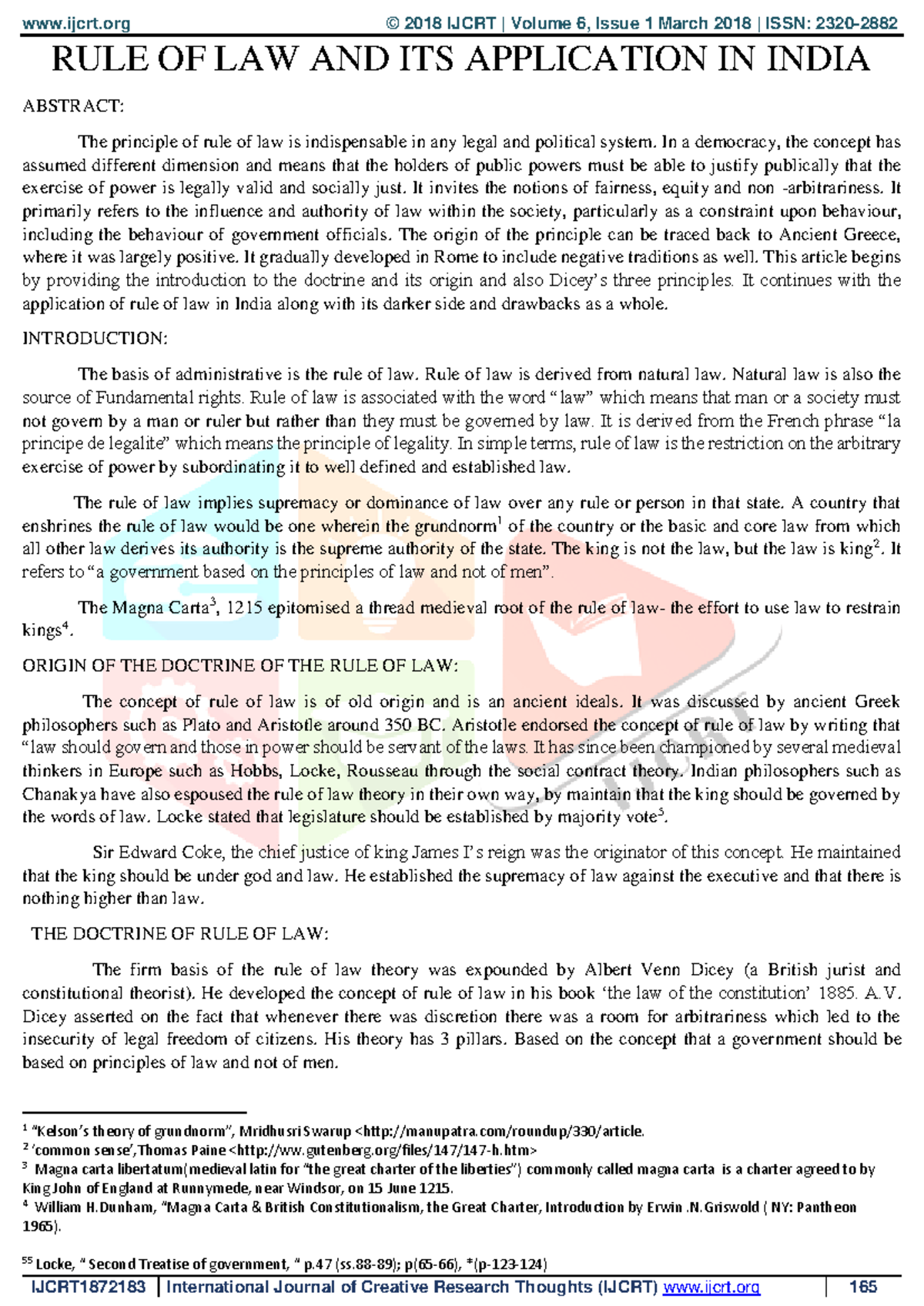 Application of rule of law in India - RULE OF LAW AND ITS APPLICATION ...