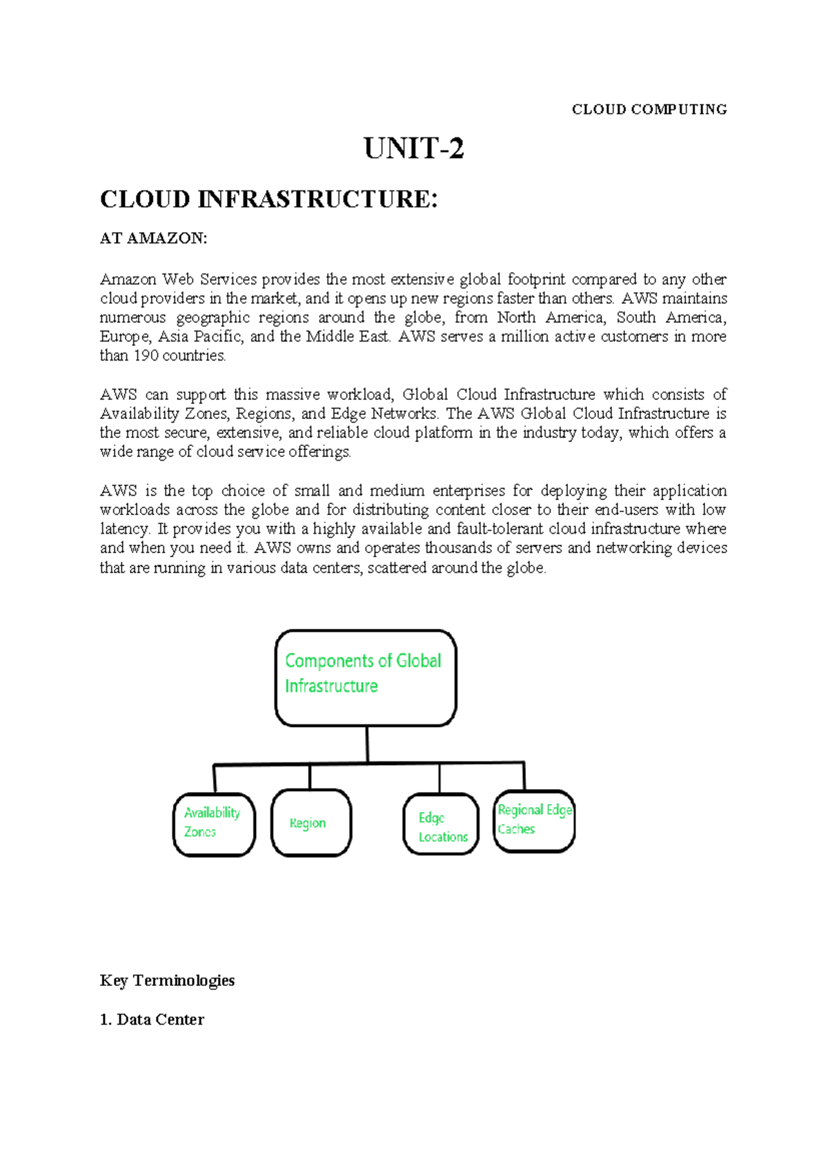 Cloud Computing UNIT-2 - CLOUD COMPUTING UNIT- CLOUD INFRASTRUCTURE: AT AMAZON: Amazon Web ...