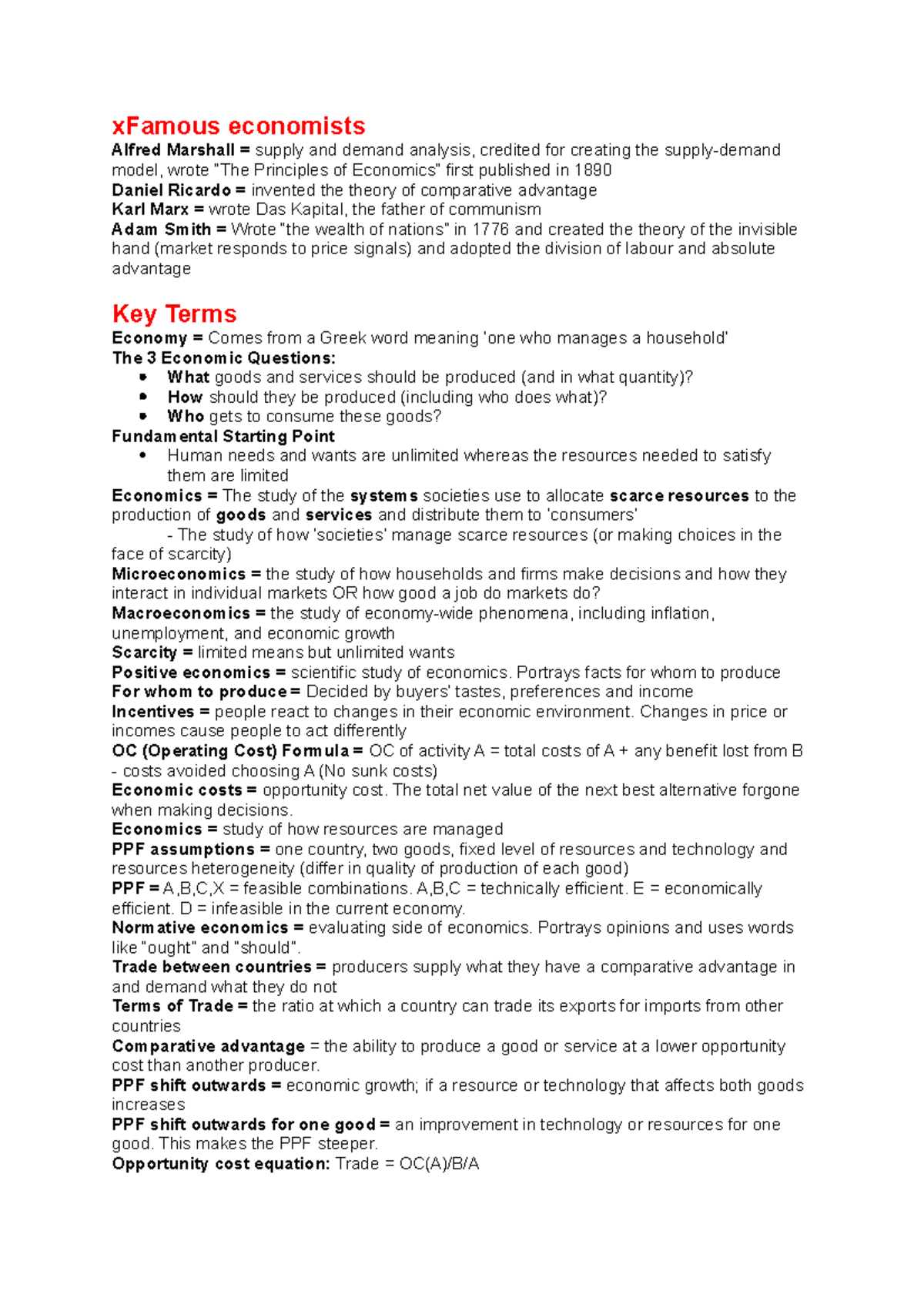 BSNS113 Cheat sheet for final - Economic Principles and Policy ...