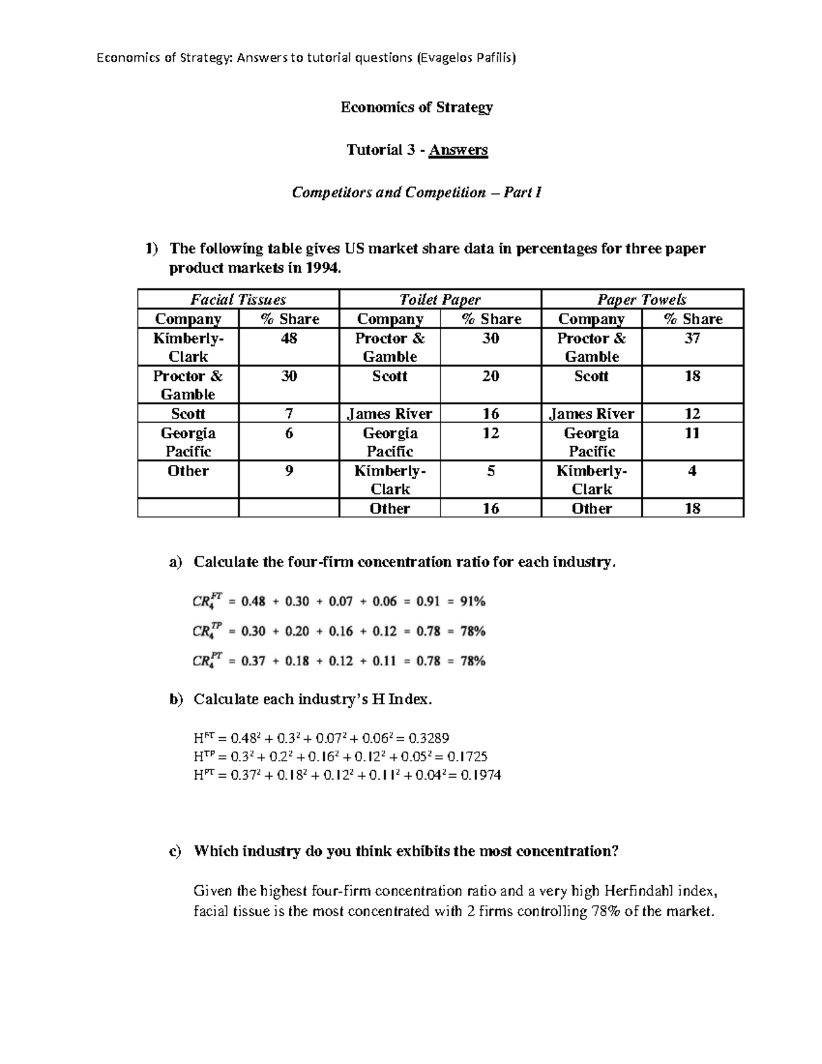 Tutorial 3 - Competitors and Competition Part I - Answers Eo S ...