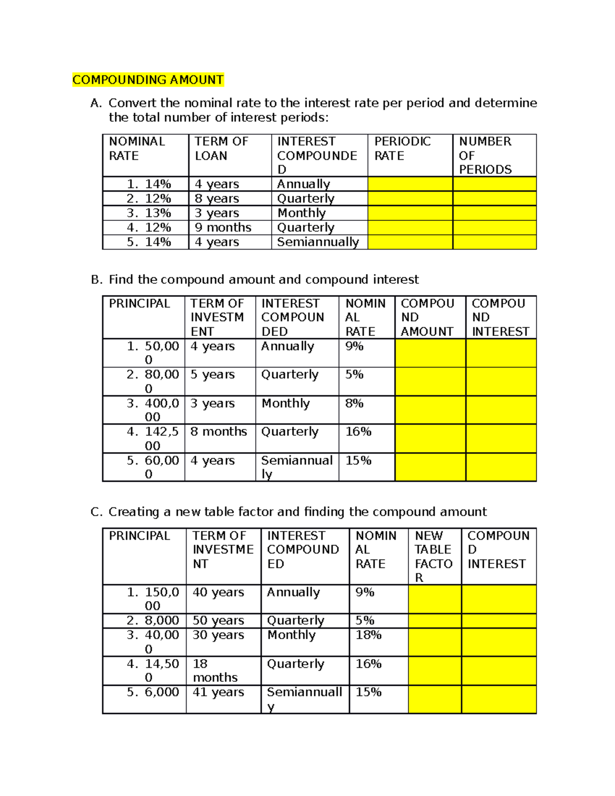 Compounding Amount - This practice material will help students to ...