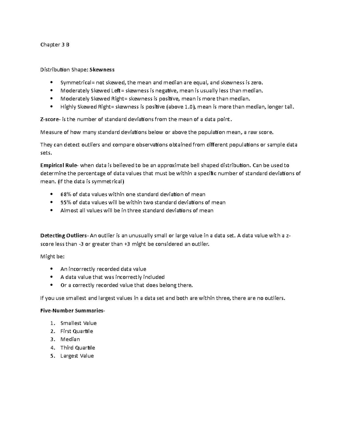 Chapter 3 B Numerical Measures Chapter 3 B Distribution Shape Skewness Symmetrical Not