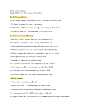 Hst 8 - Lecture notes from Intro to World Civilization - Intro to world ...