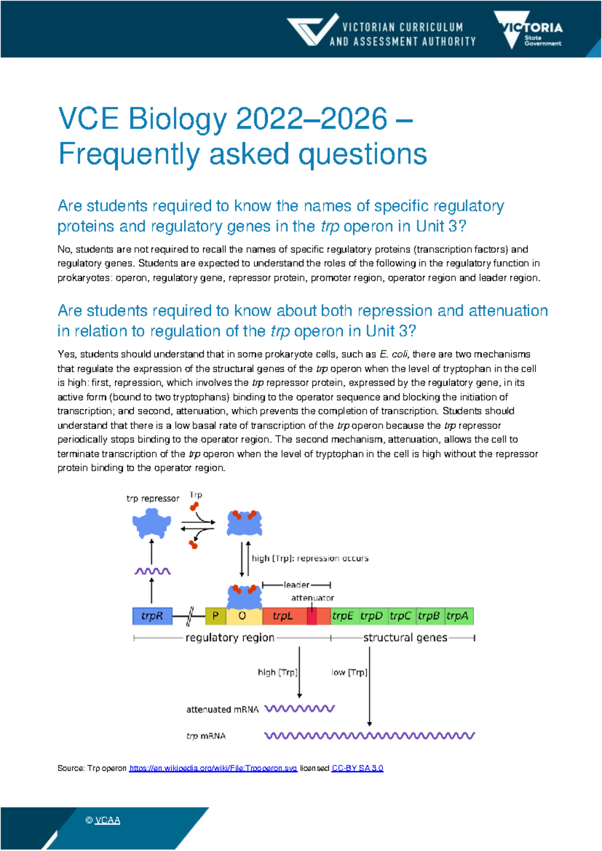 2022Biology FAQs - frequently asked questions - © VCAA VCE Biology 2022 ...