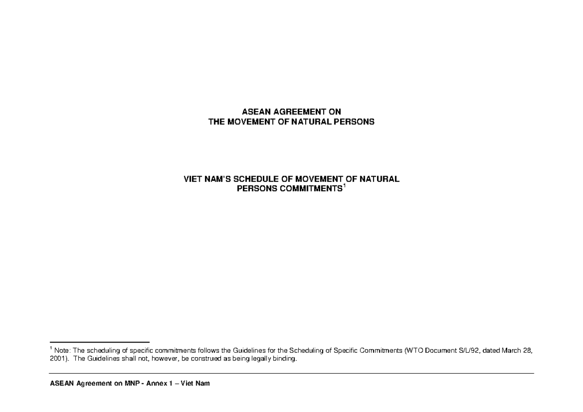 Asean MNP Schedule Vietnam - ASEAN Agreement on MNP - Annex 1 – Viet ...