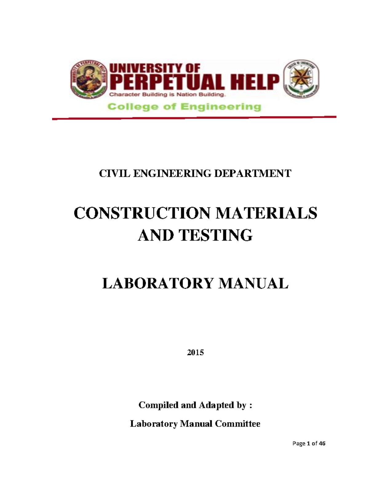 Construction Material LAB Manual 2 - CIVIL ENGINEERING DEPARTMENT ...