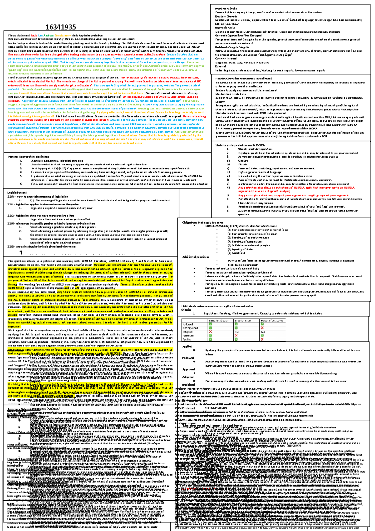 Cheat sheet - 16341935 Thesis statement Facts Law Analysis Conclusion – statutory interpretation ...