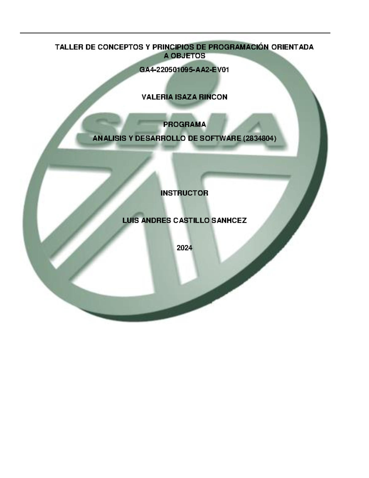 Taller De Conceptos Y Principios De Programación Orientada A Objetos Copia Taller De