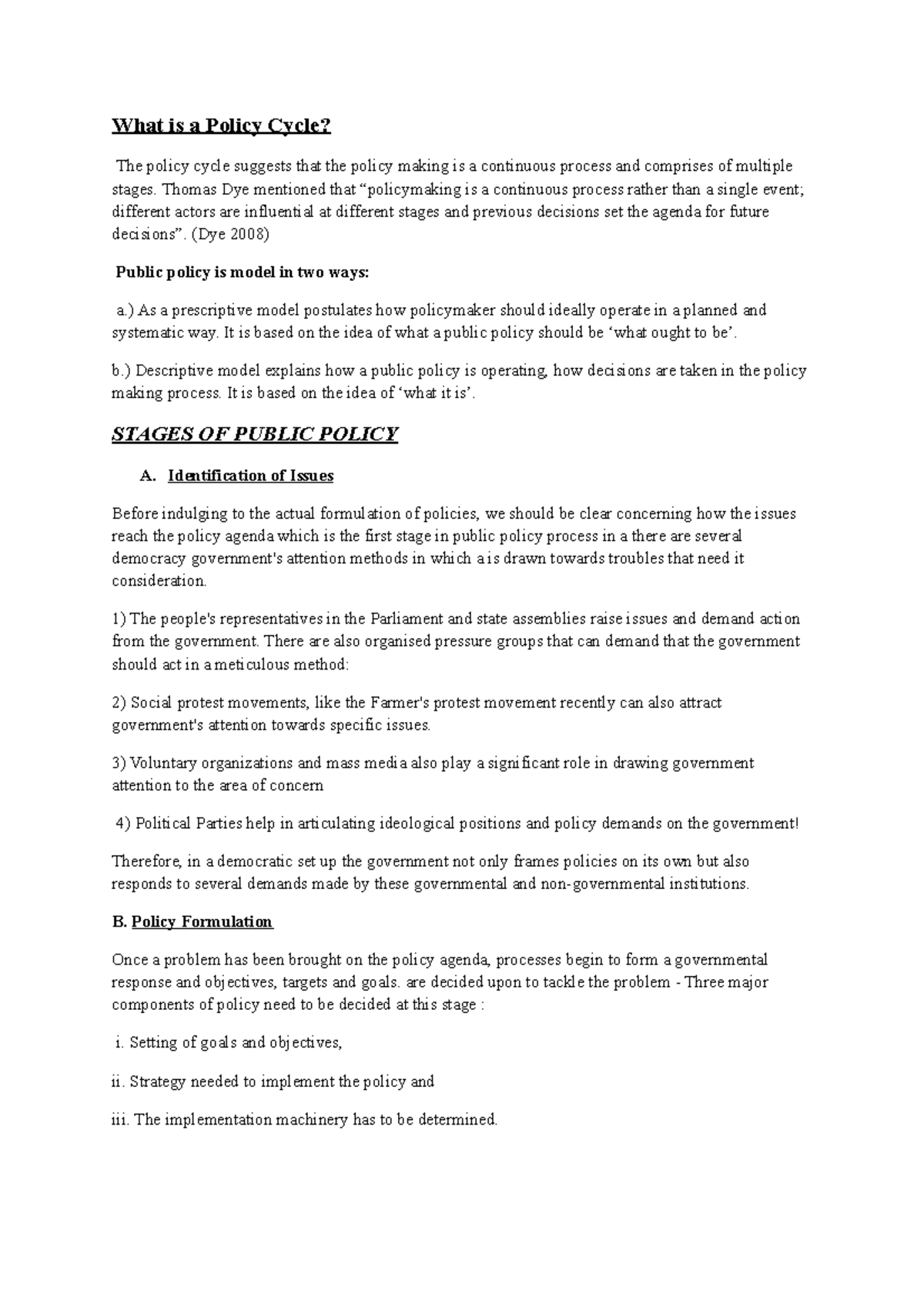 What is a Policy Cycle - 4th semester material. - What is a Policy ...