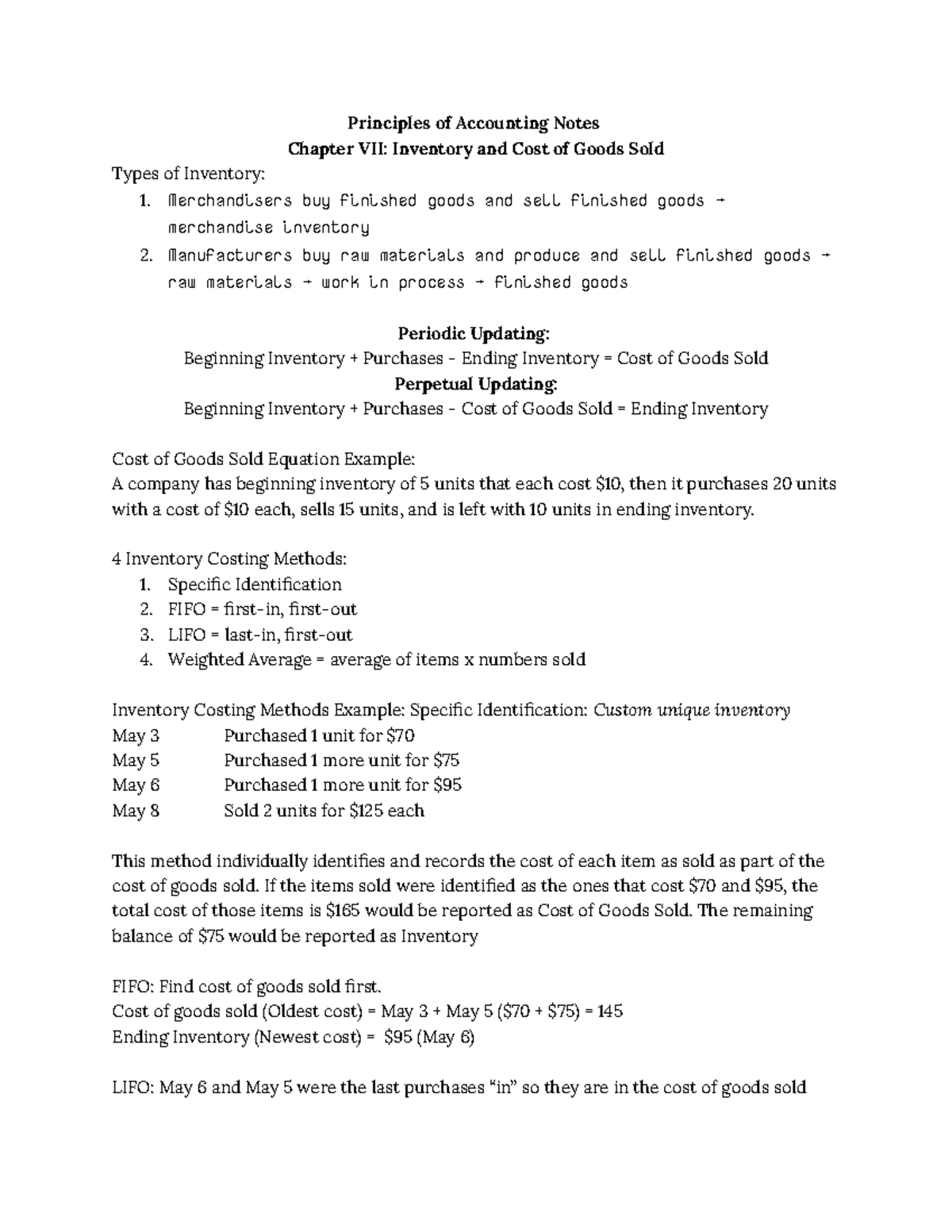 Accounting Chapter VII Notes - Principles of Accounting Notes Chapter ...