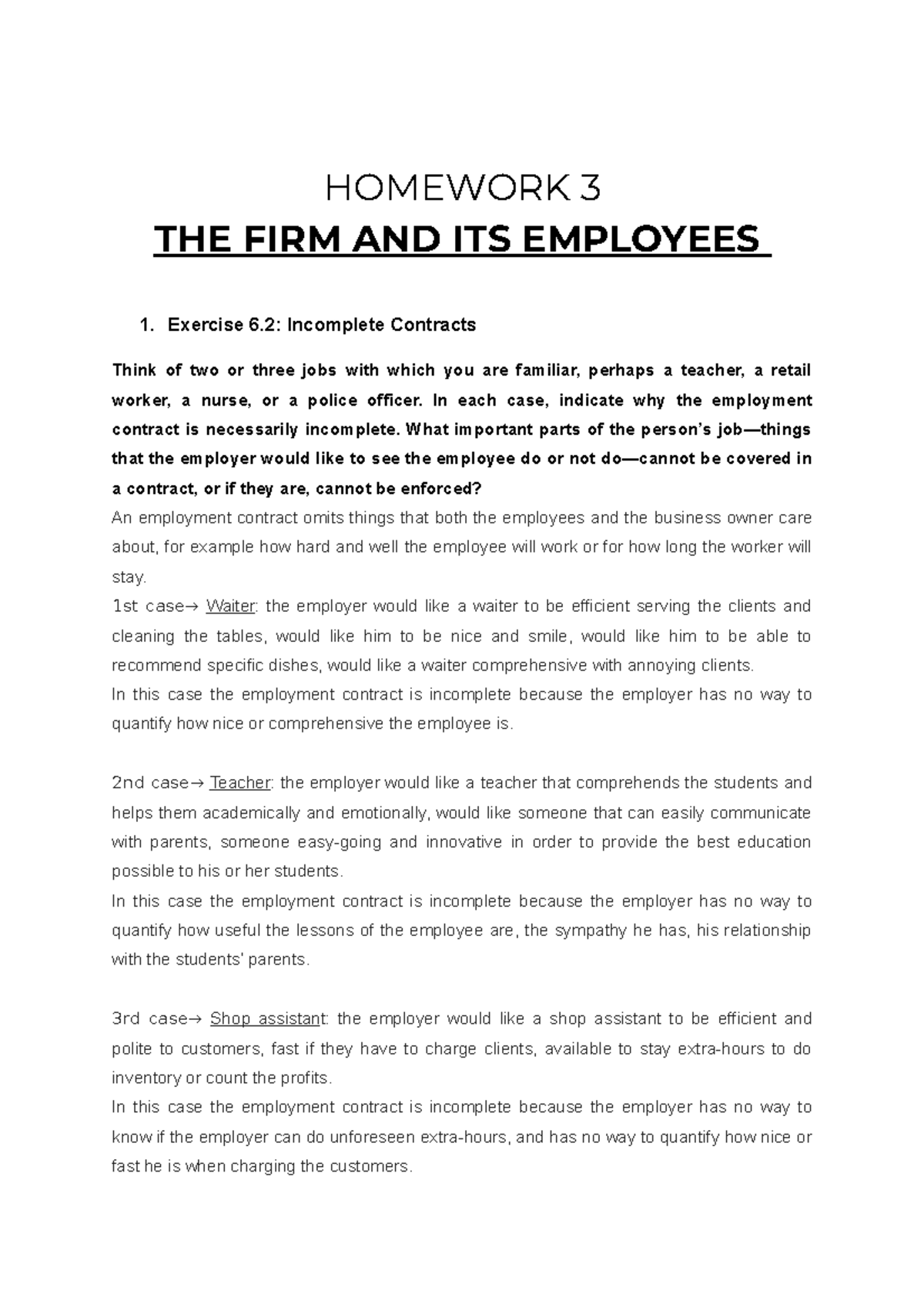 Homework 3 Ejercicios Para El Seminario HOMEWORK 3 THE FIRM AND ITS Homework 3 Ejercicios Para El Seminario HOMEWORK 3 THE FIRM AND ITS