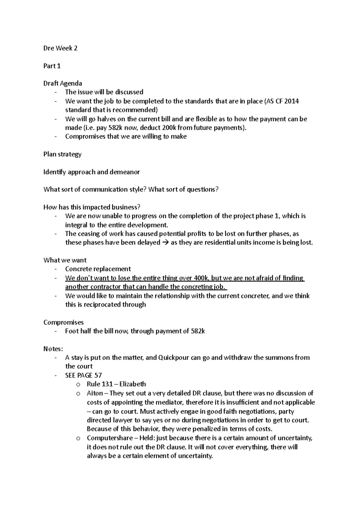 Dispute Resolution and Ethics Week 2 Tutorial Answers 2021 - Dre Week 2 Part 1 Draft Agenda ...
