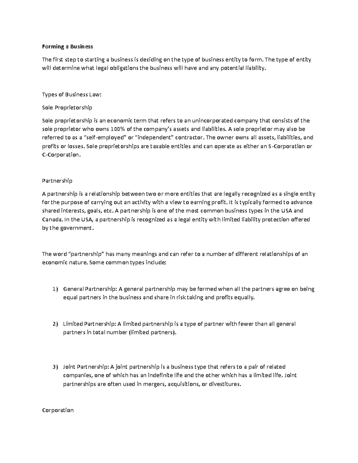 Forming a business - Forming a Business The first step to starting a ...