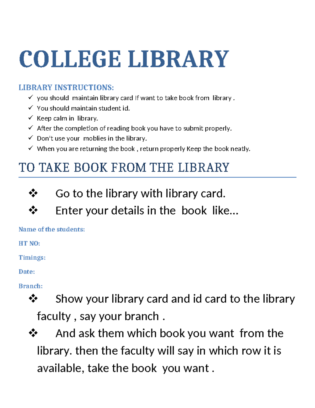 College Library - grsdcsaCacsa - COLLEGE LIBRARY LIBRARY INSTRUCTIONS ...