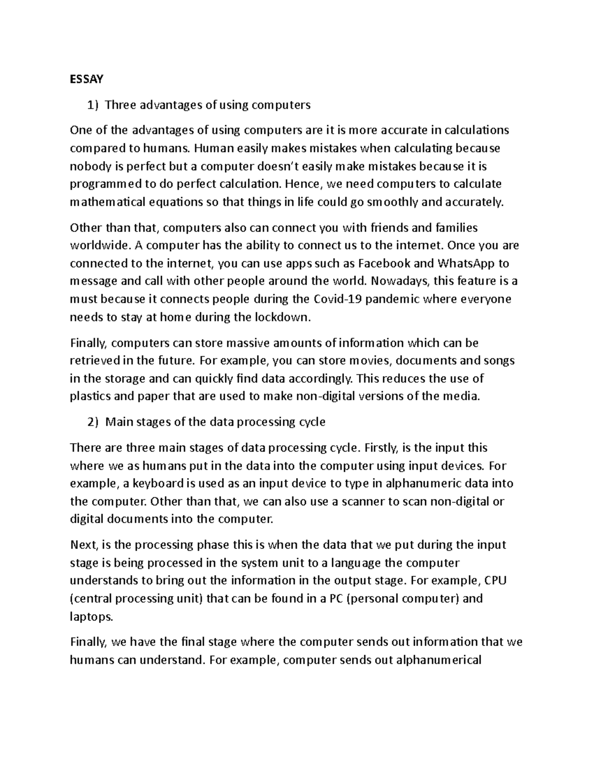 Anick DCA5114 - Tutorial work in Computer Analysis - ESSAY Three ...