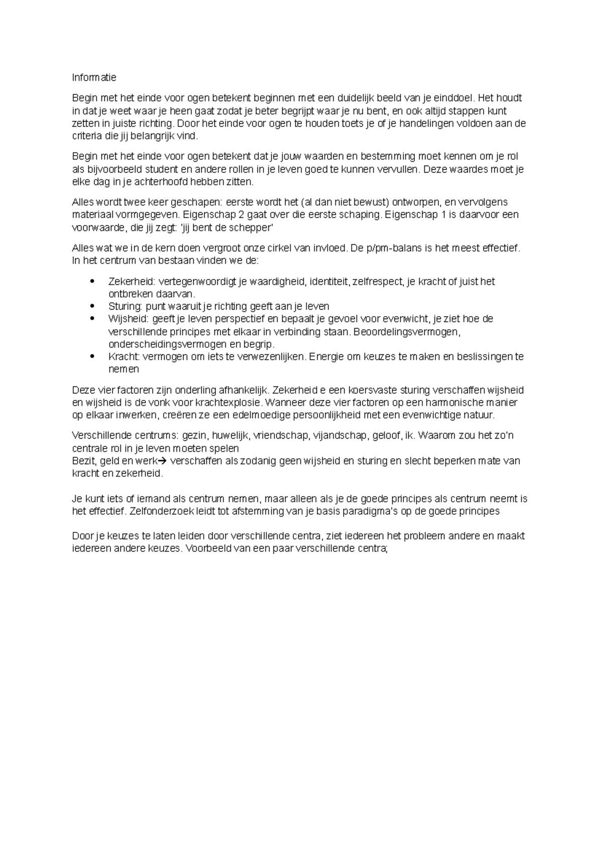 Covey - begin met het eide voor ogen - Informatie Begin met het einde ...