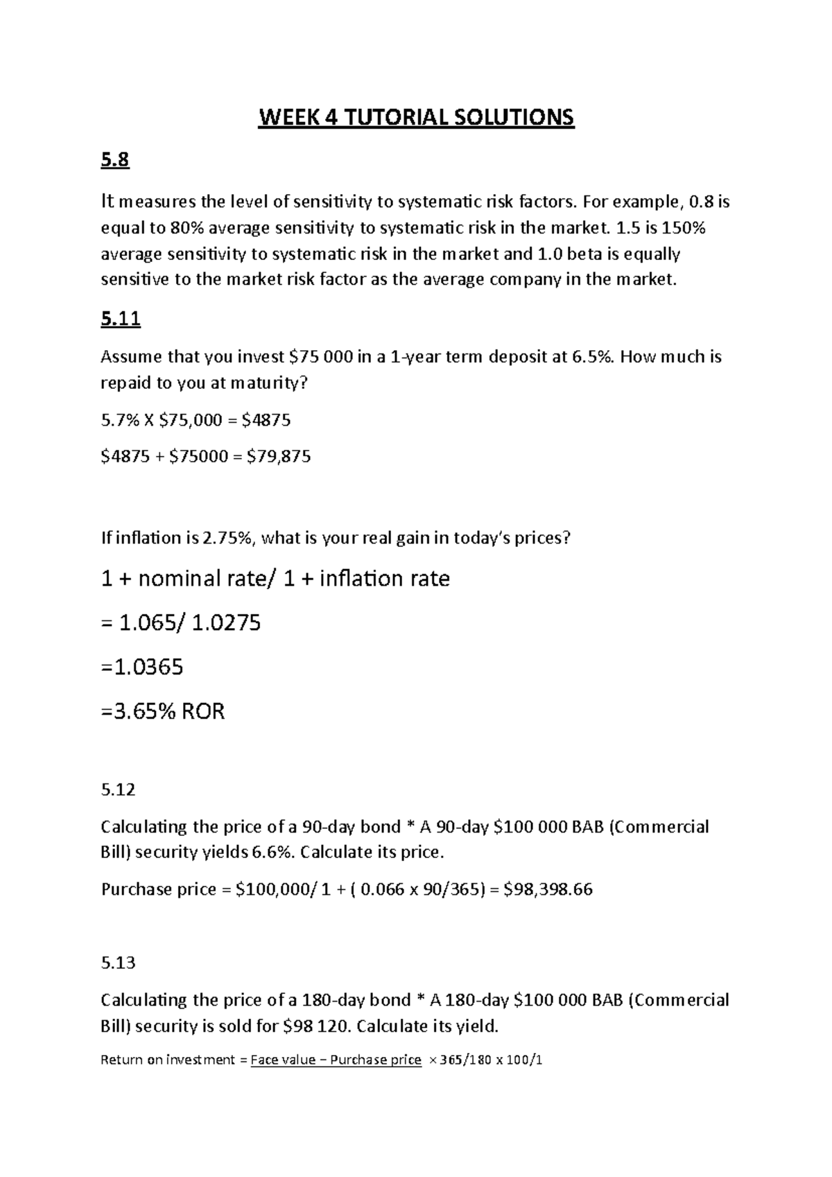 WEEK 4 Tutorial Solutions - Personal Finance - USP - Studocu WEEK 4 Tutorial Solutions - Personal Finance - USP - Studocu