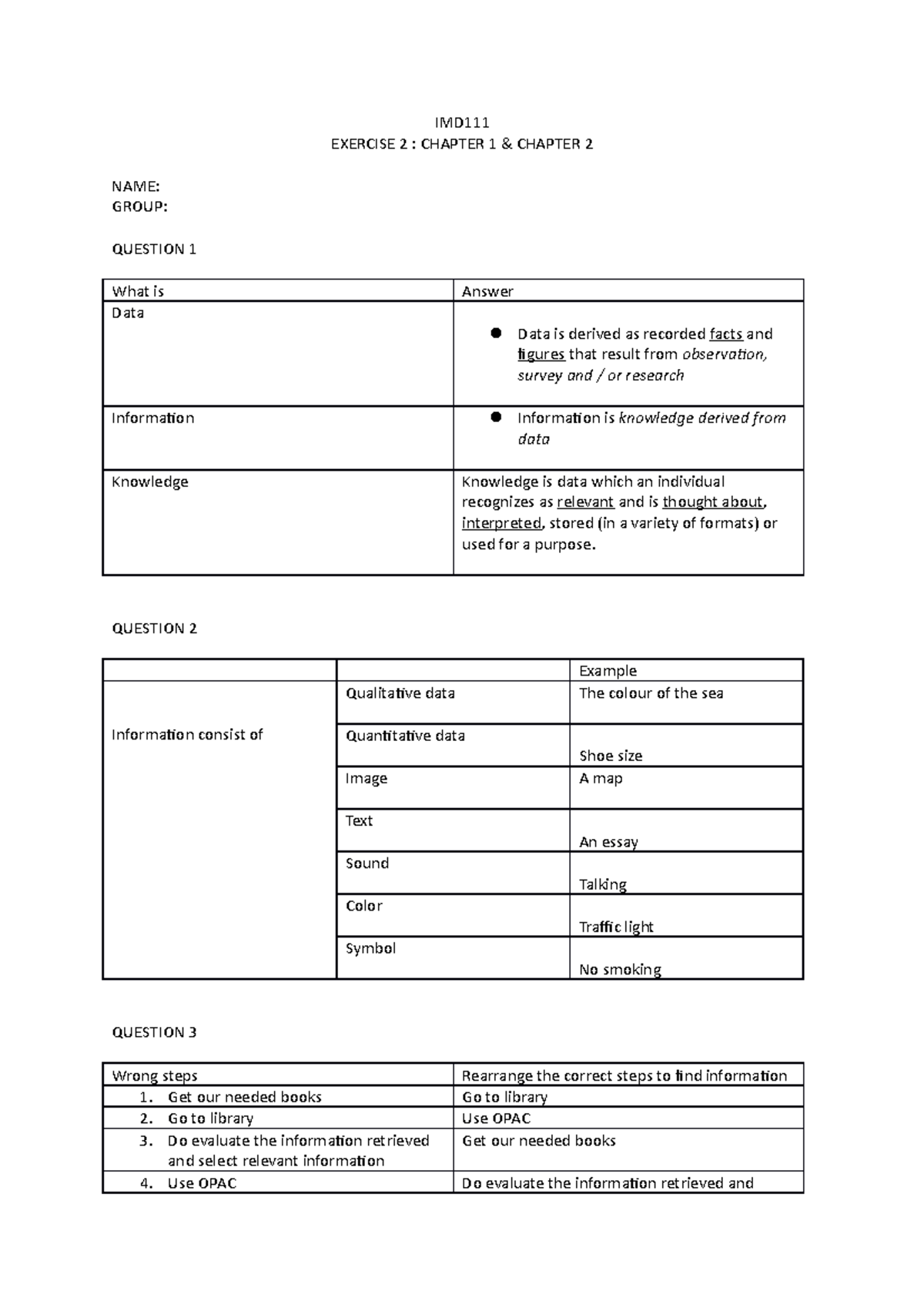 Exercise 2 IMD111 - here for you to make it to a good use. goodluck - IMD EXERCISE 2 : CHAPTER 1 ...