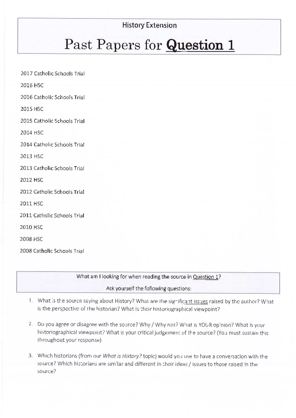 History Extension Past Paper Questions-1 - DNIER78 - Studocu