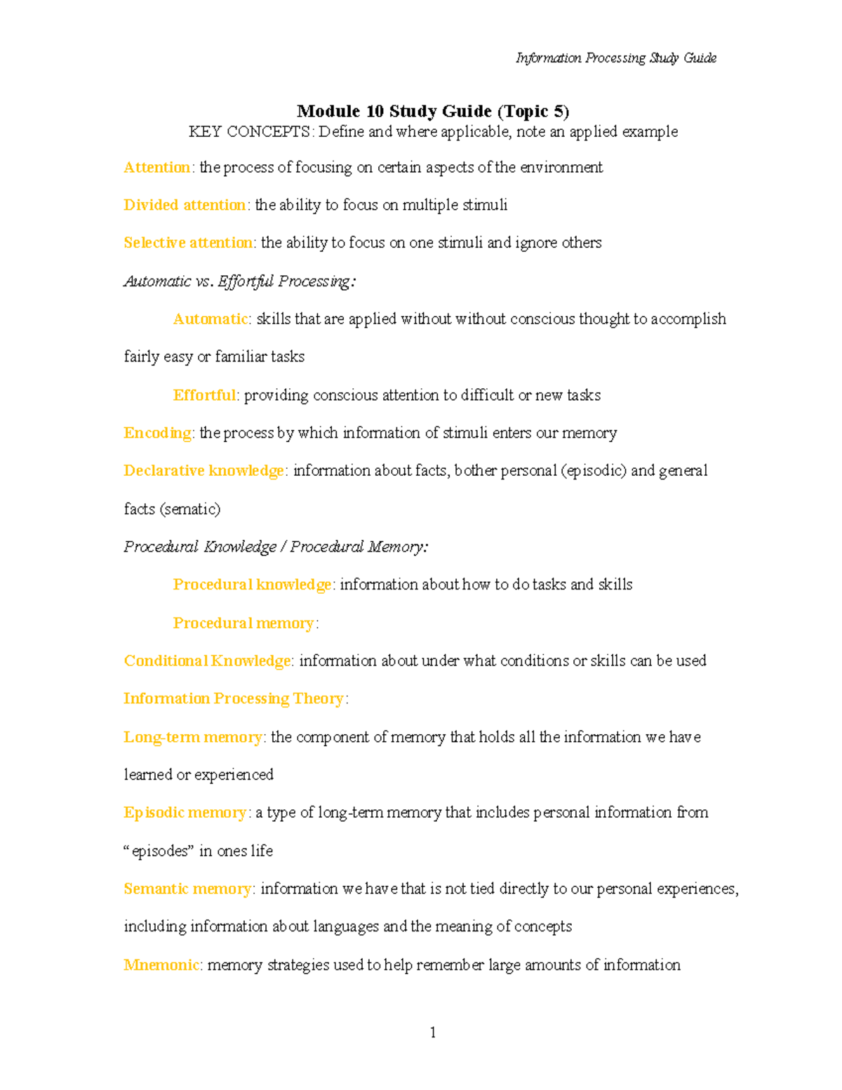 Module 10 Study Guide - Corinne Zimmerman - Module 10 Study Guide (Topic 5) KEY CONCEPTS: Define ...