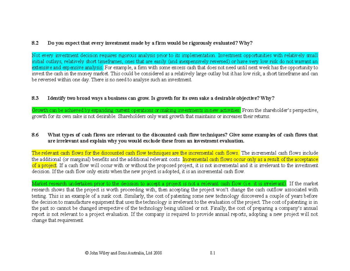 Ch08 2e - a stANDARD GUIDE TO ALL QUESTIONS and its solutions - 8 Do you expect that every - Studocu