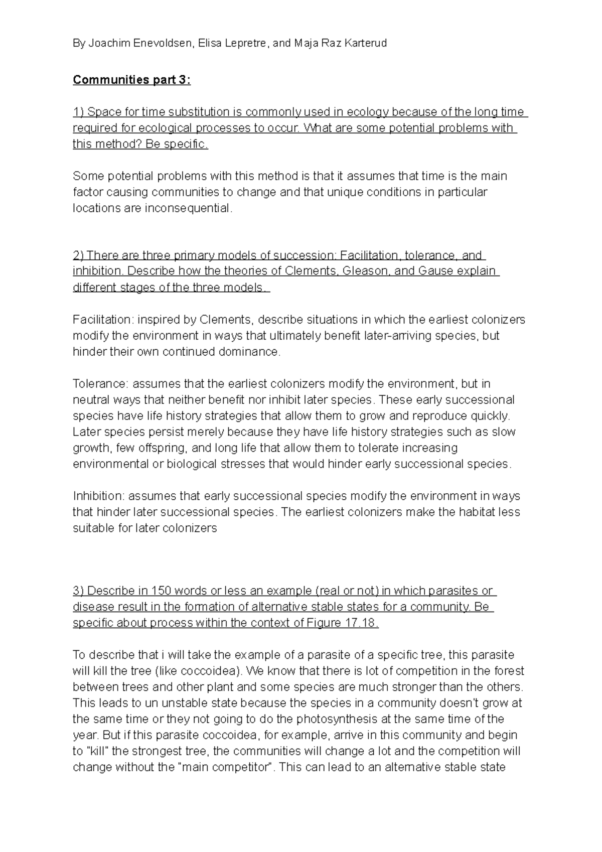 Qs 17 - Utfyllende svar til oppgavesett i generell økologi. - By ...