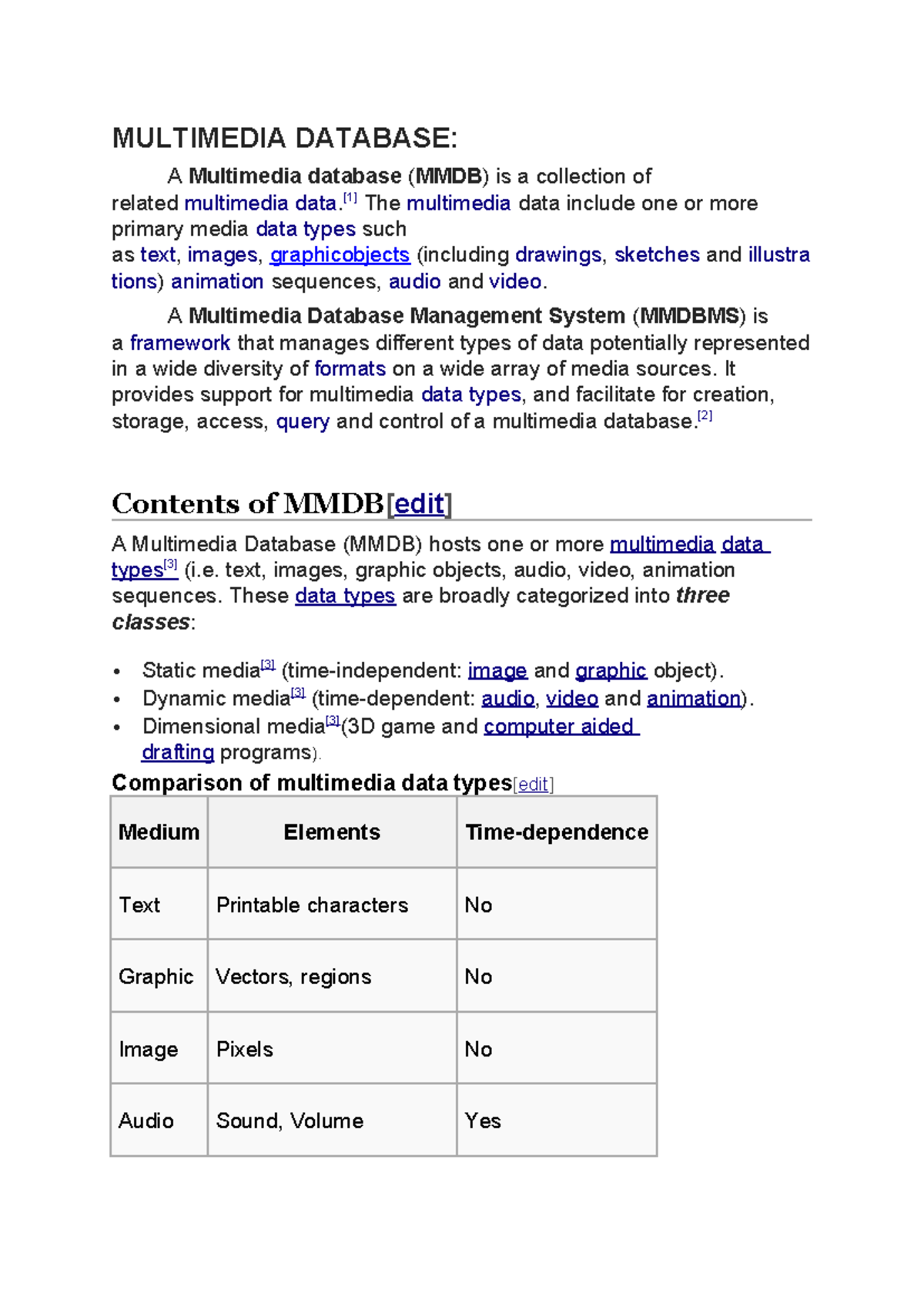 Multimedia Database - [1] The multimedia data include one or more ...