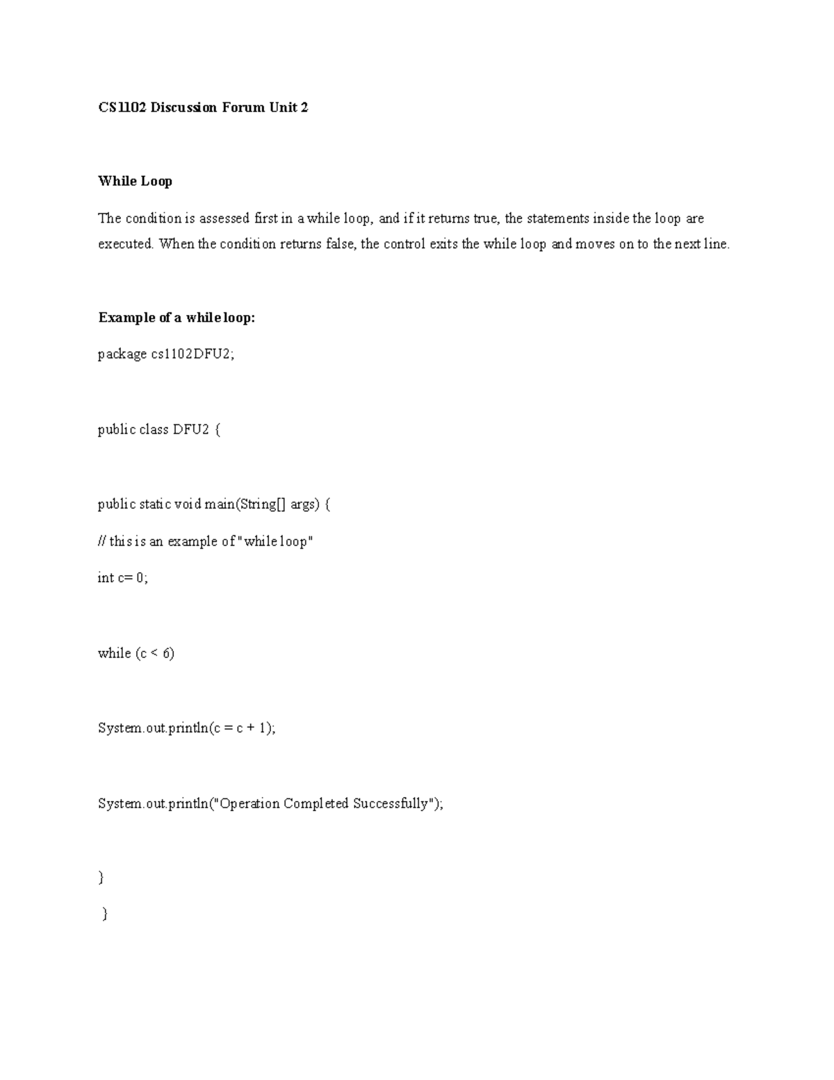 CS1102 Discussion Forum Unit 2 CS1102 Discussion Forum Unit 2 CS1102 Discussion Forum Unit 2 ...