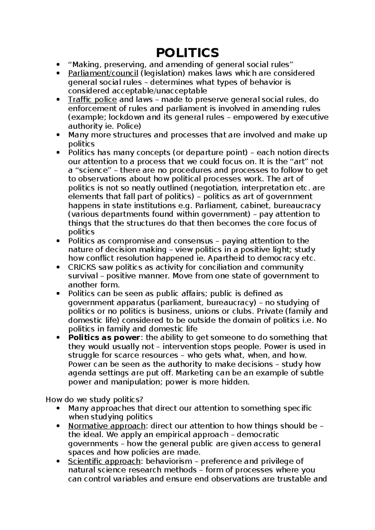 Politics intro - Summary Political Science - POLITICS “Making ...