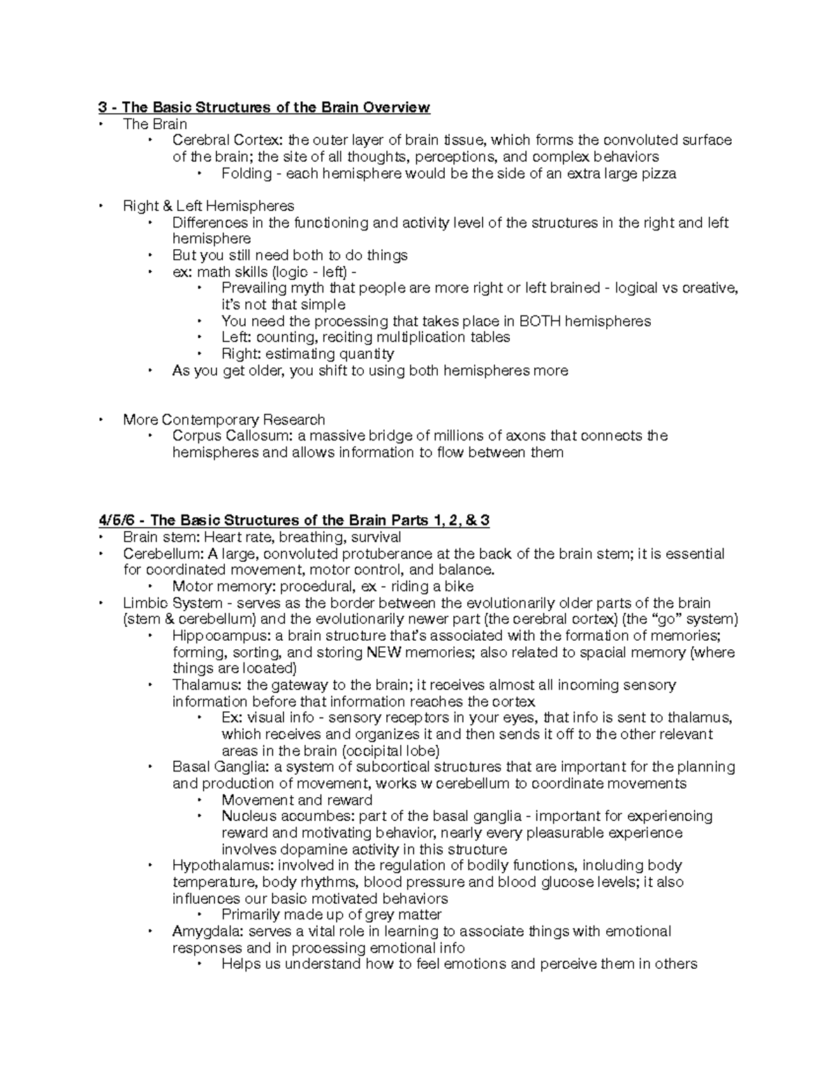 Biology Behavior Notes - 3 - The Basic Structures of the Brain Overview ...
