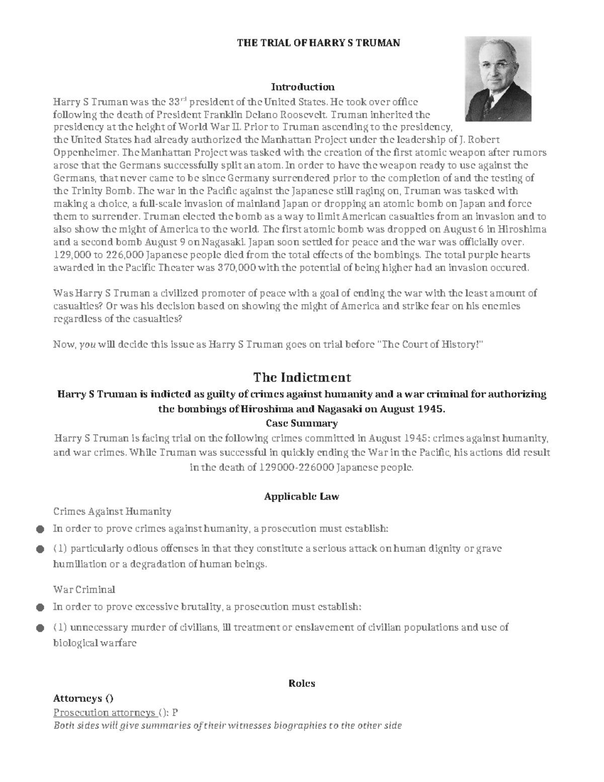 Trial+of+Harry+S+Truman+and+the+Atomic+Bombs+AP+Global+Conflict - THE ...