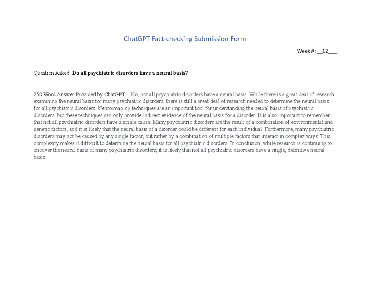 Chat GPT Fact-checking Assignment(12) - ChatGPT Fact-checking ...