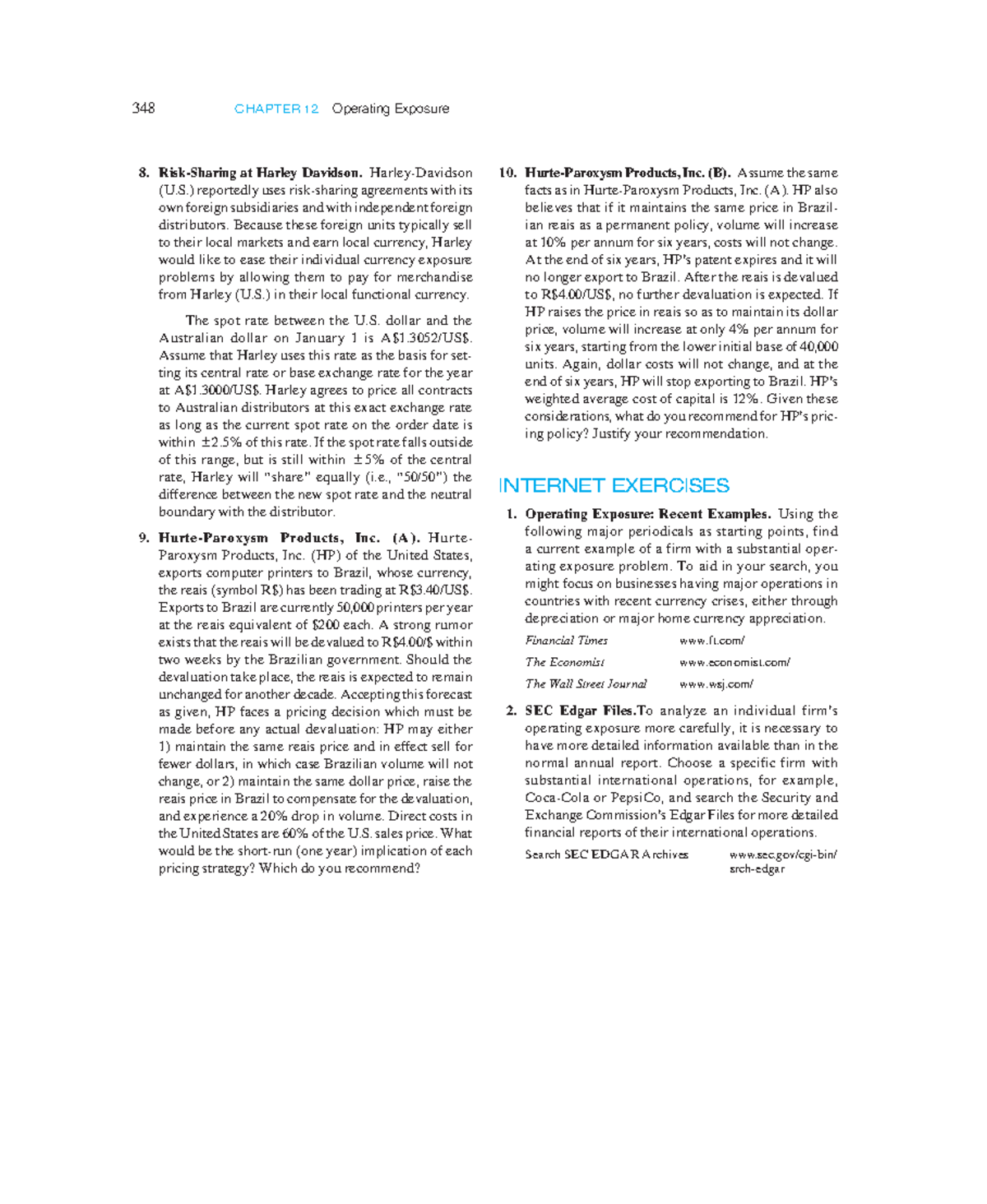 Multifunctional Finance Management-93 - ####### 348 CHAPTER 12 Operating Exposure Hurte-Paroxysm ...