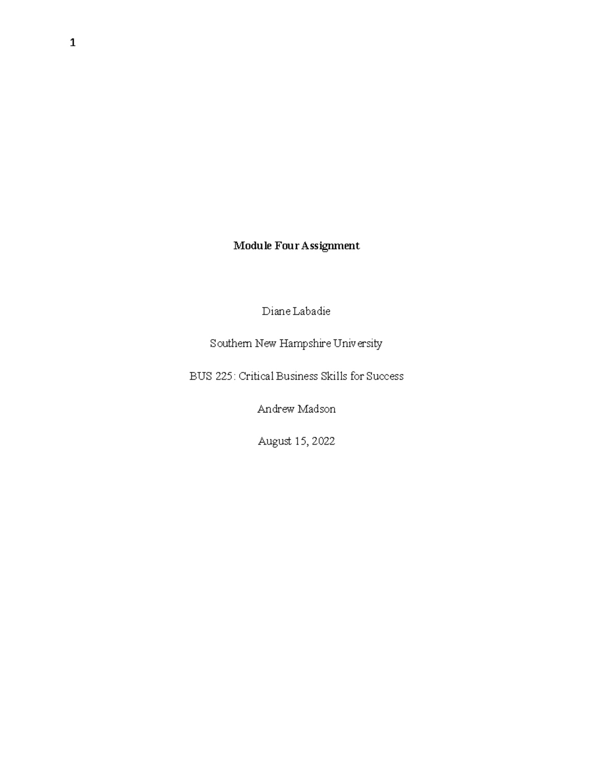 BUS225 Module Four Assignment - Module Four Assignment Diane Labadie ...