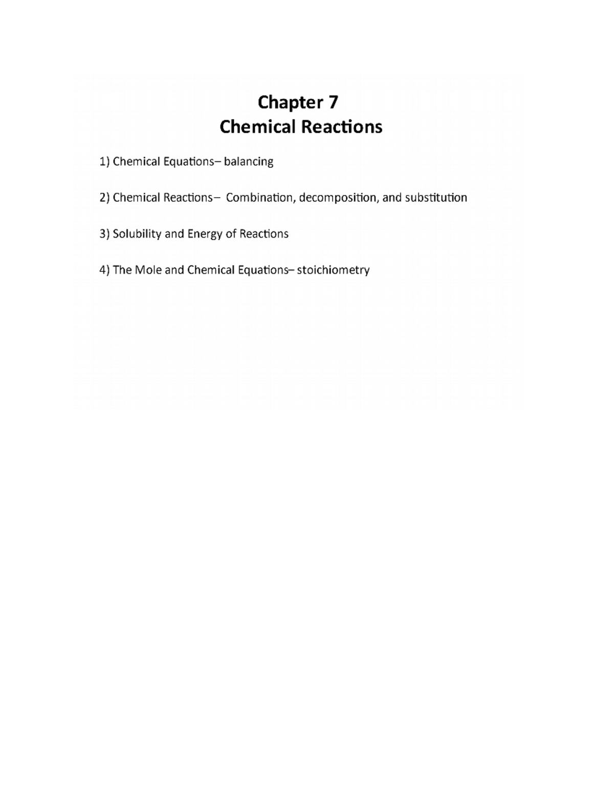 CH.7- Chemical Reactions' - CHM 1020C - Studocu