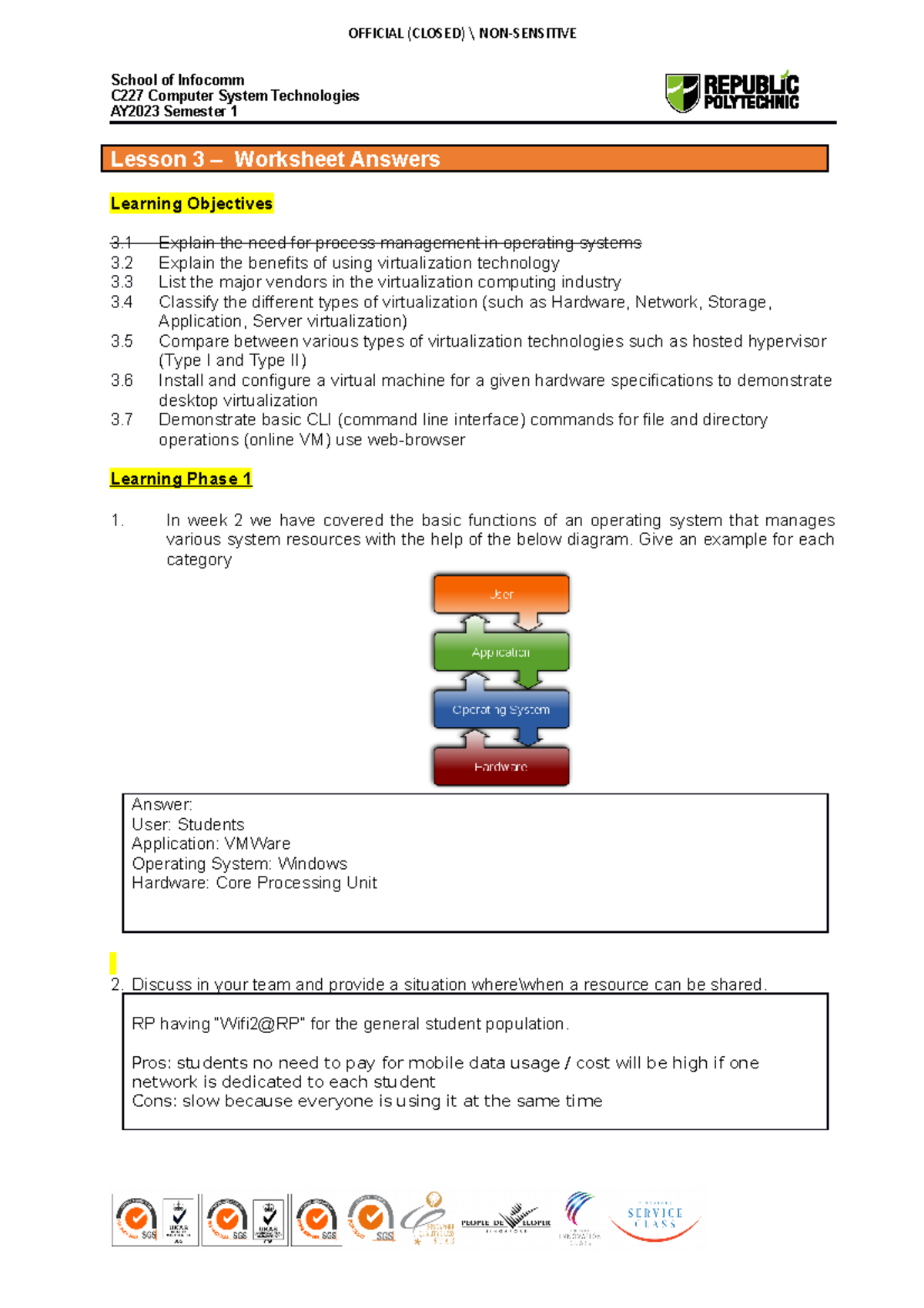 C227 L3 WS - Answers - School of Infocomm C227 Computer System ...